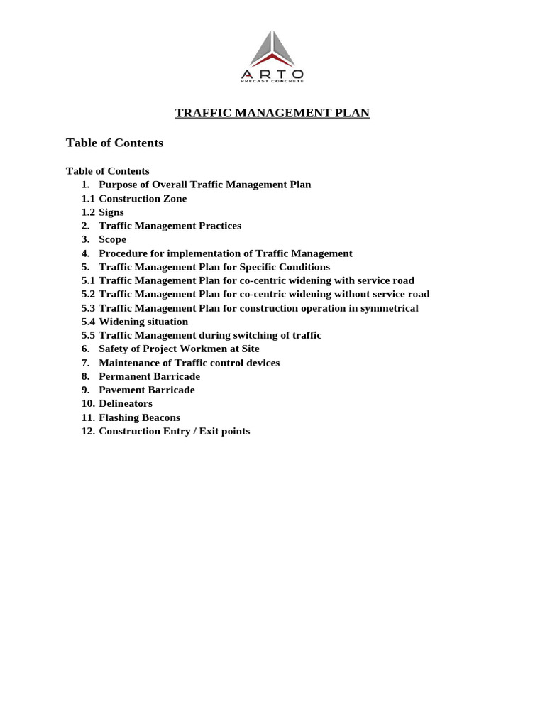 Traffic Management Plan | PDF