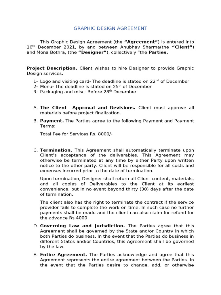 Graphic Design Agreement | PDF