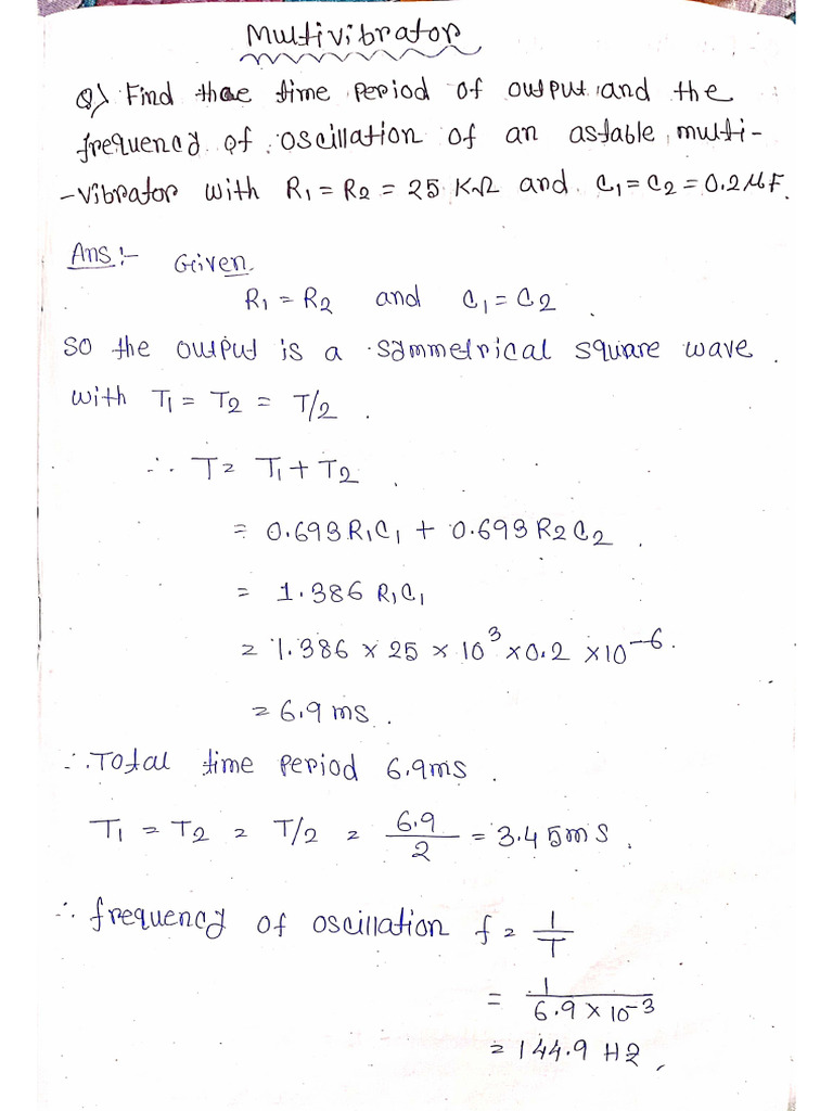 Multivibrator Numericals and Questions | PDF