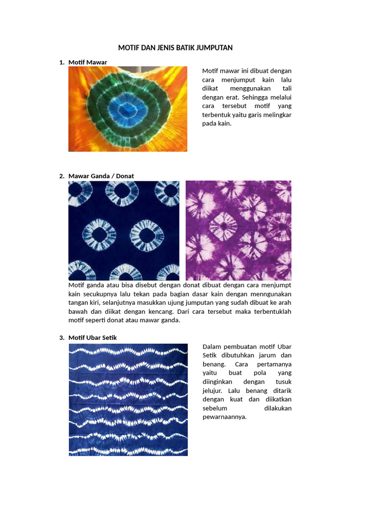 Motif Dan Jenis Batik Jumputan | PDF
