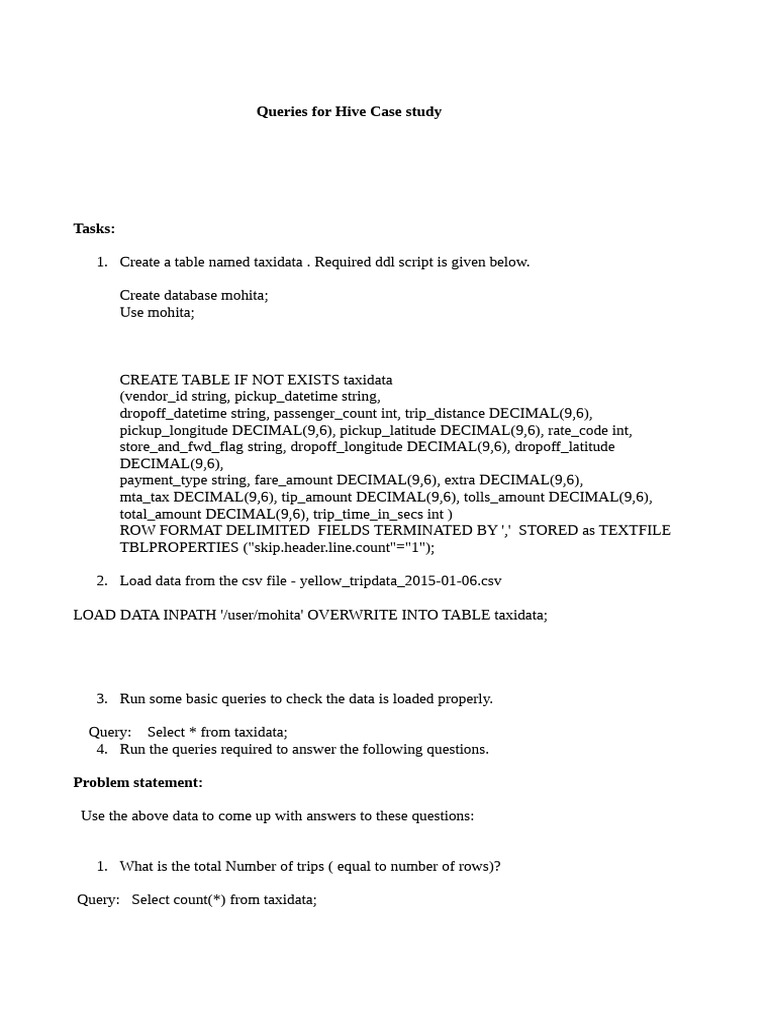 Hive Case Study-Queries | PDF