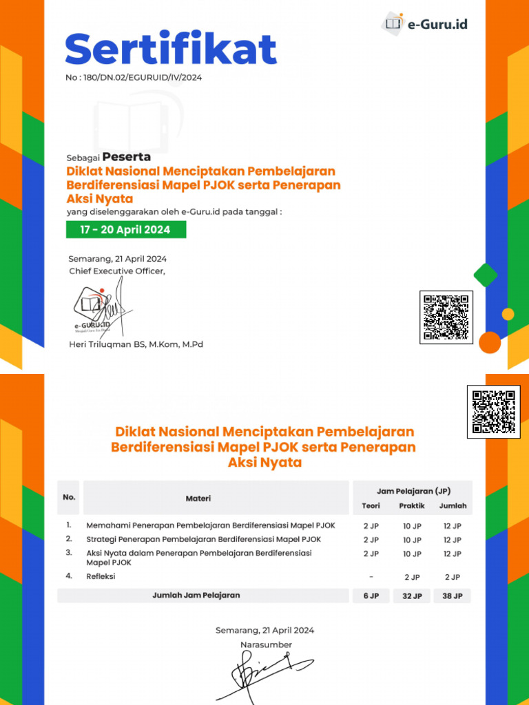 Sertifikat - NURHADI S.Pd. | PDF