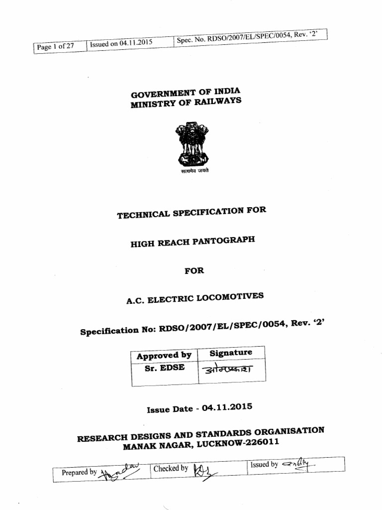 RDSO - 2007 - EL - SPEC - 0054 - Rev. 2 | PDF