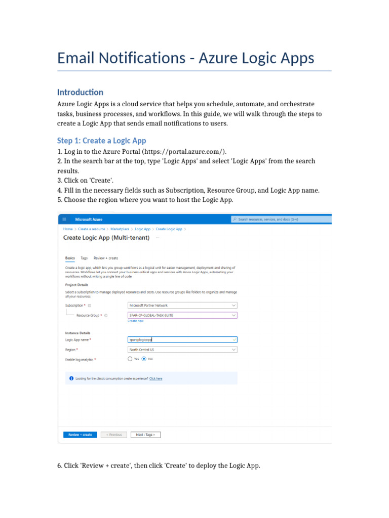 Azure Logic App Email Notification Guide | PDF