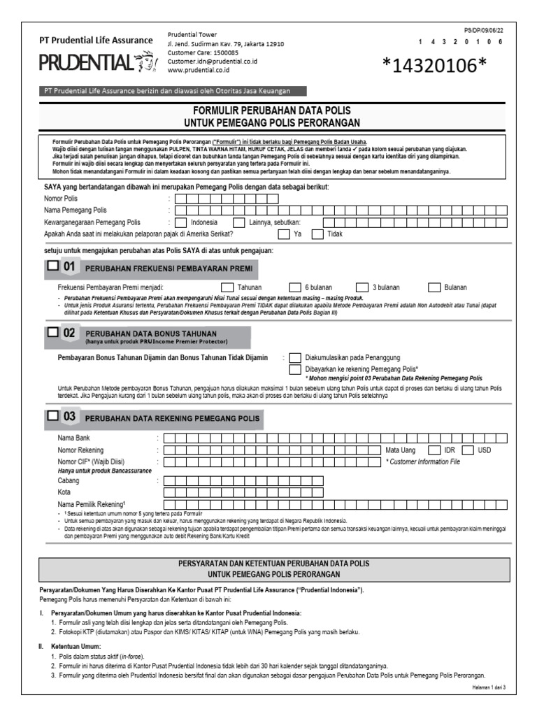 Formulir-Perubahan-Data-Polis Individu PS DP 090622 | PDF