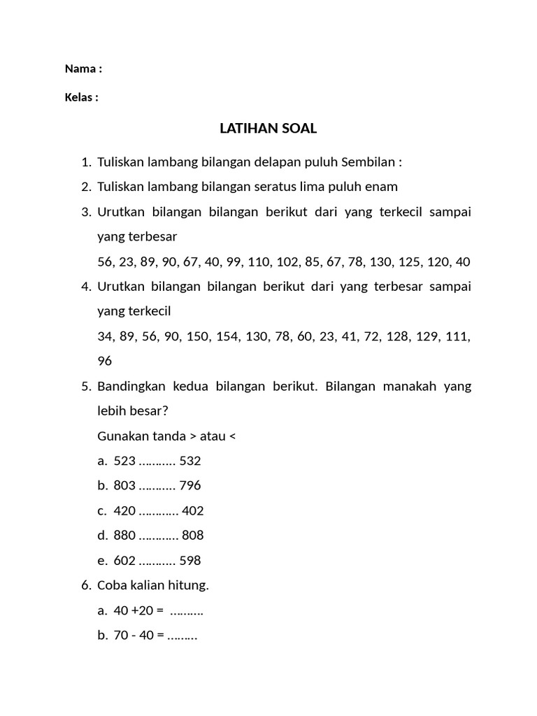 Latihan Soal MTK Kelas 2 - Subab 2 | PDF