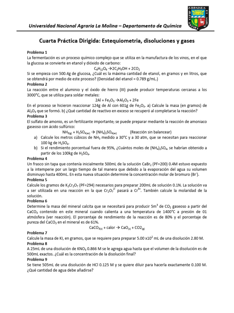 Práctica Dirigida 4 | PDF | Ácido clorhídrico | Hidróxido de sodio