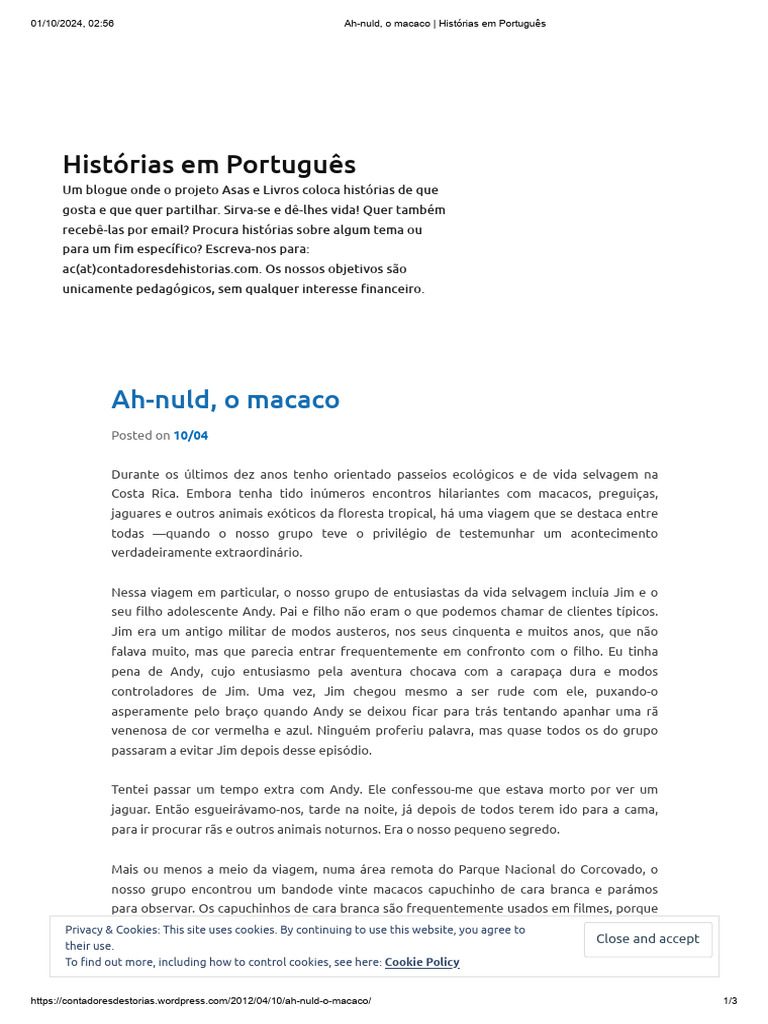 Ah-Nuld, o Macaco - Histórias em Português | PDF