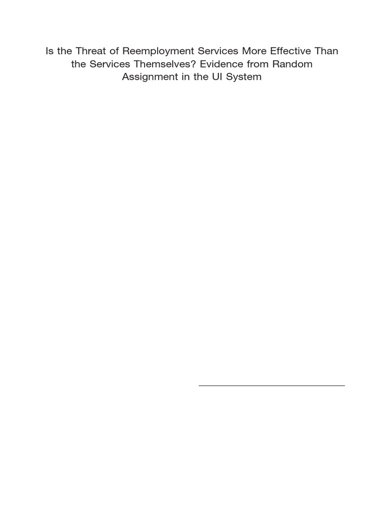 Black Et Al 2006 Is The Threat of Reemployment Services More Effective ...