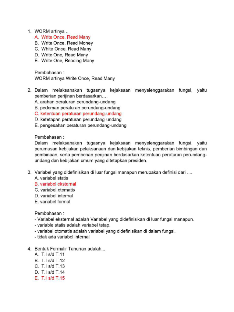 Latihan Soal Paket 1 PBB | PDF