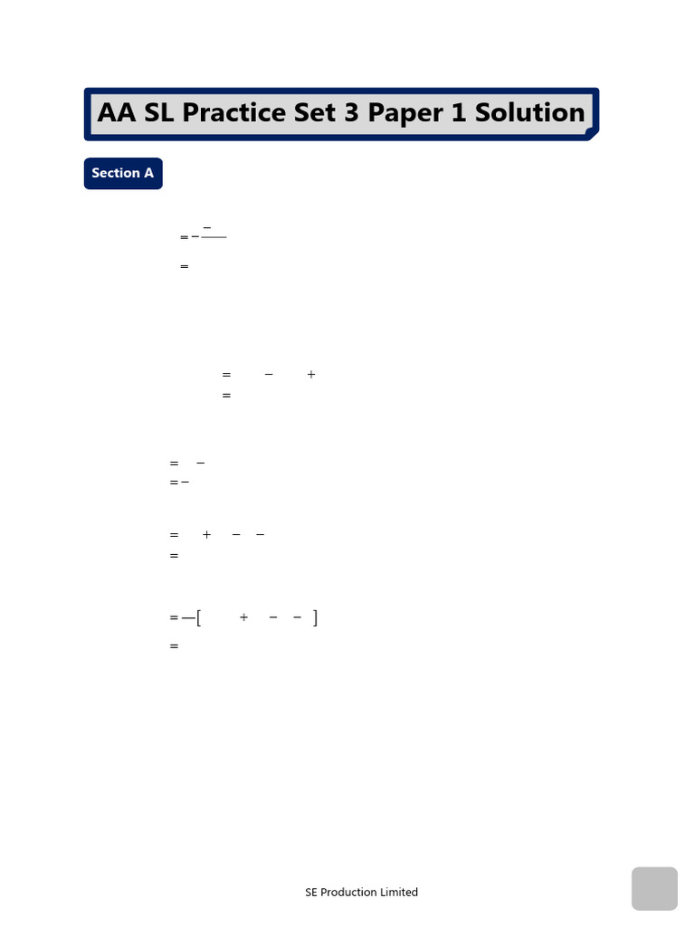 AA SL P1 Practice Paper Set 3 Solution | PDF