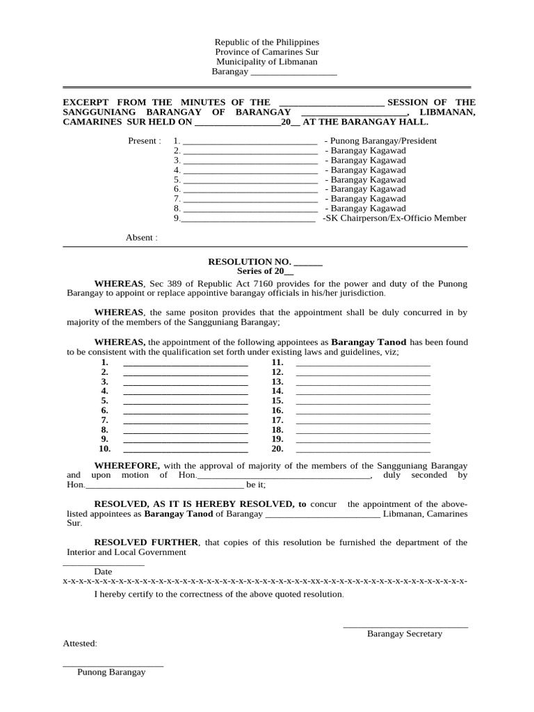 Resolution Tanod | PDF