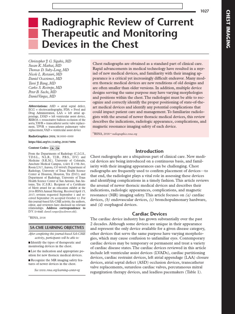 Radiographic Review of Current Therapeutic and Monitoring Devices in ...
