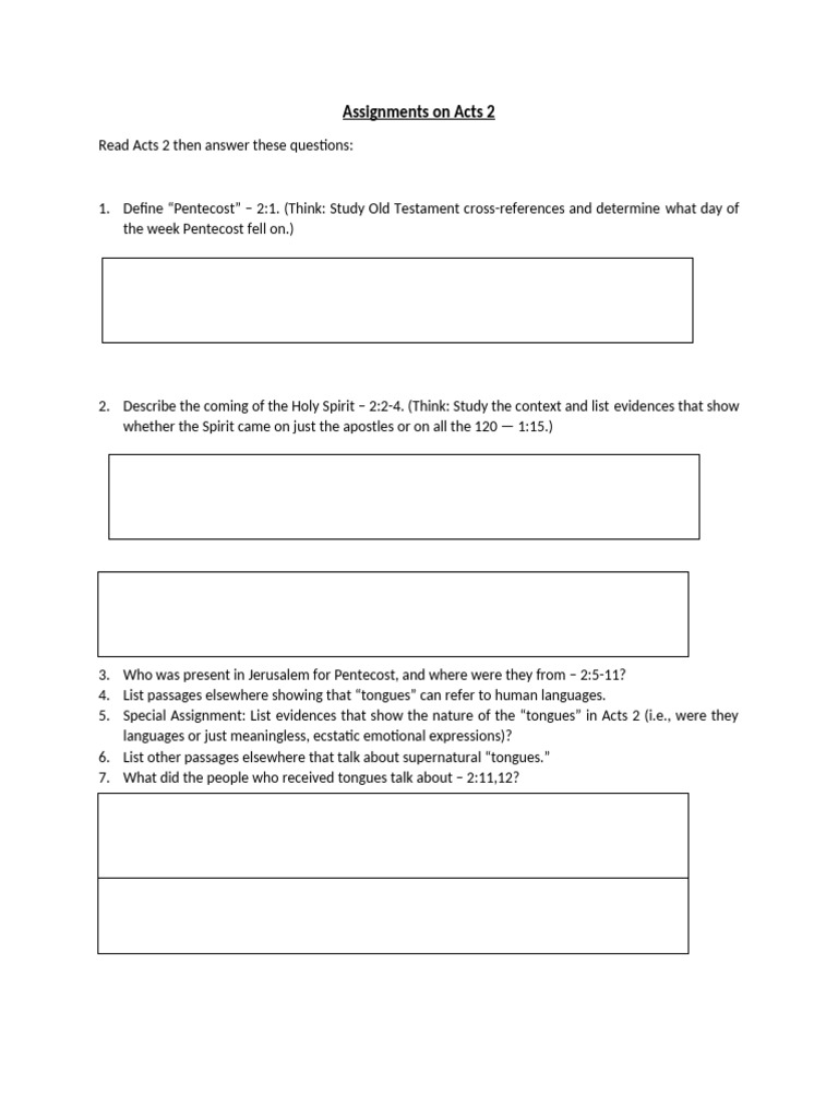 Acts Assignment Chapter 2 | PDF | Jesus | Religion & Spirituality
