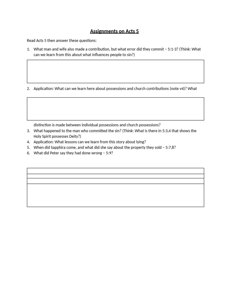 Assignments On Acts 5 | PDF