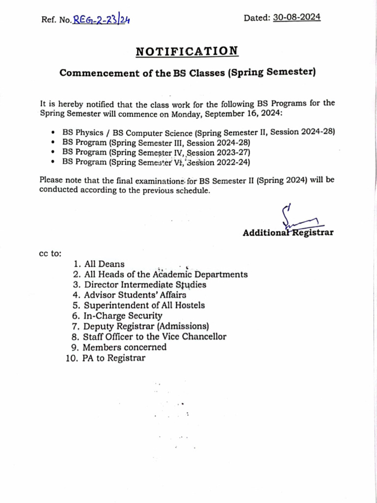 Class Commencement Notice Spring | PDF
