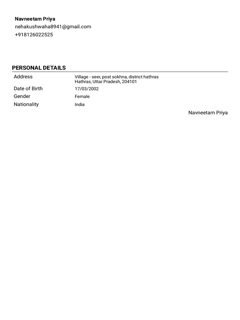 Resume Neha Format1 | PDF