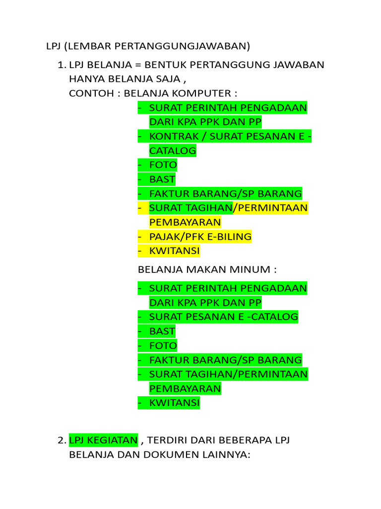 Format Bentuk LPJ | PDF