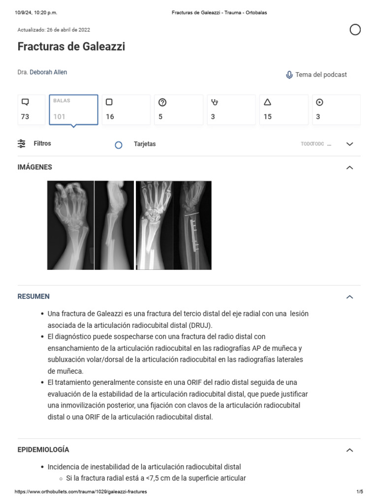 Fracturas de Galeazzi - Trauma - Ortobalas | PDF