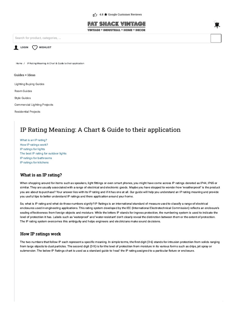IP (Ingress Protection) Rating Meaning | PDF