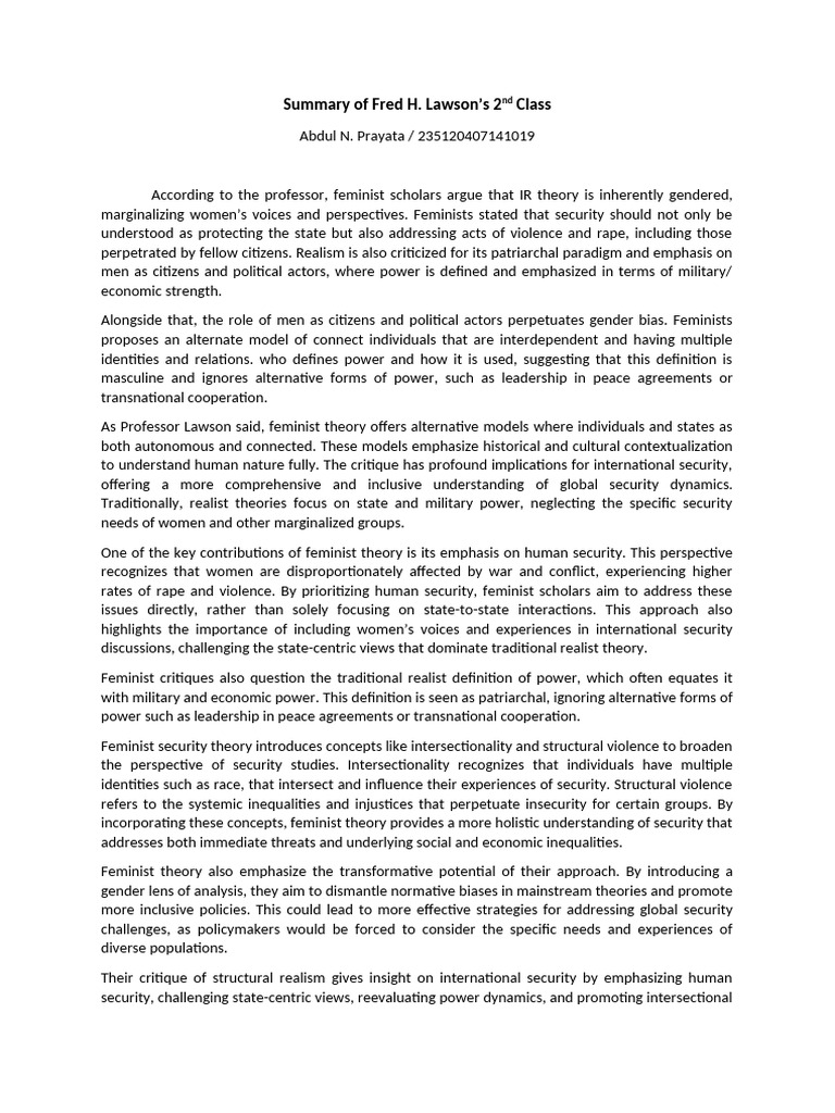 Summary of Fred H. | PDF