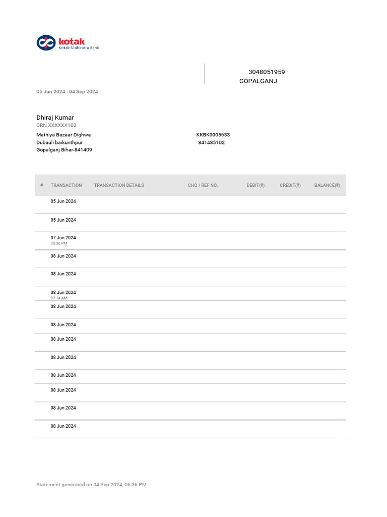 Kotak Bank Statement 2 | PDF