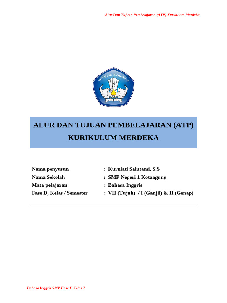 Pengembangan Alur Tujuan Pembelajaran (ATP) FERRA B. ING | PDF