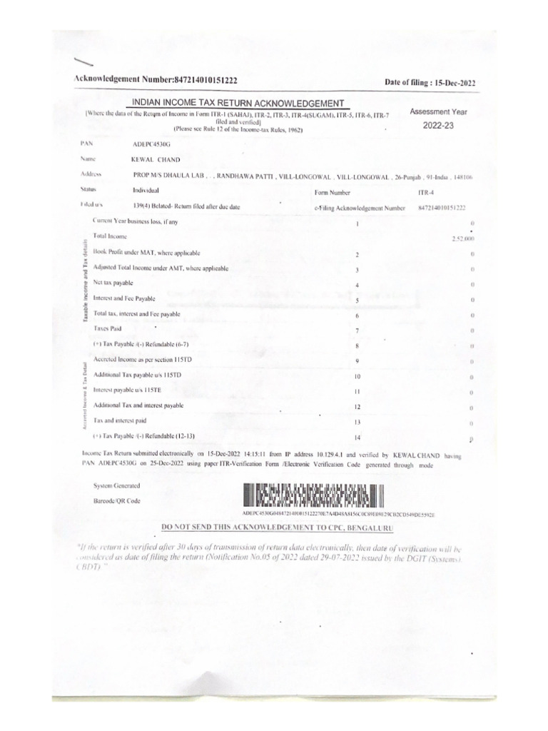 Acknowledgement Number847214010151222 | PDF