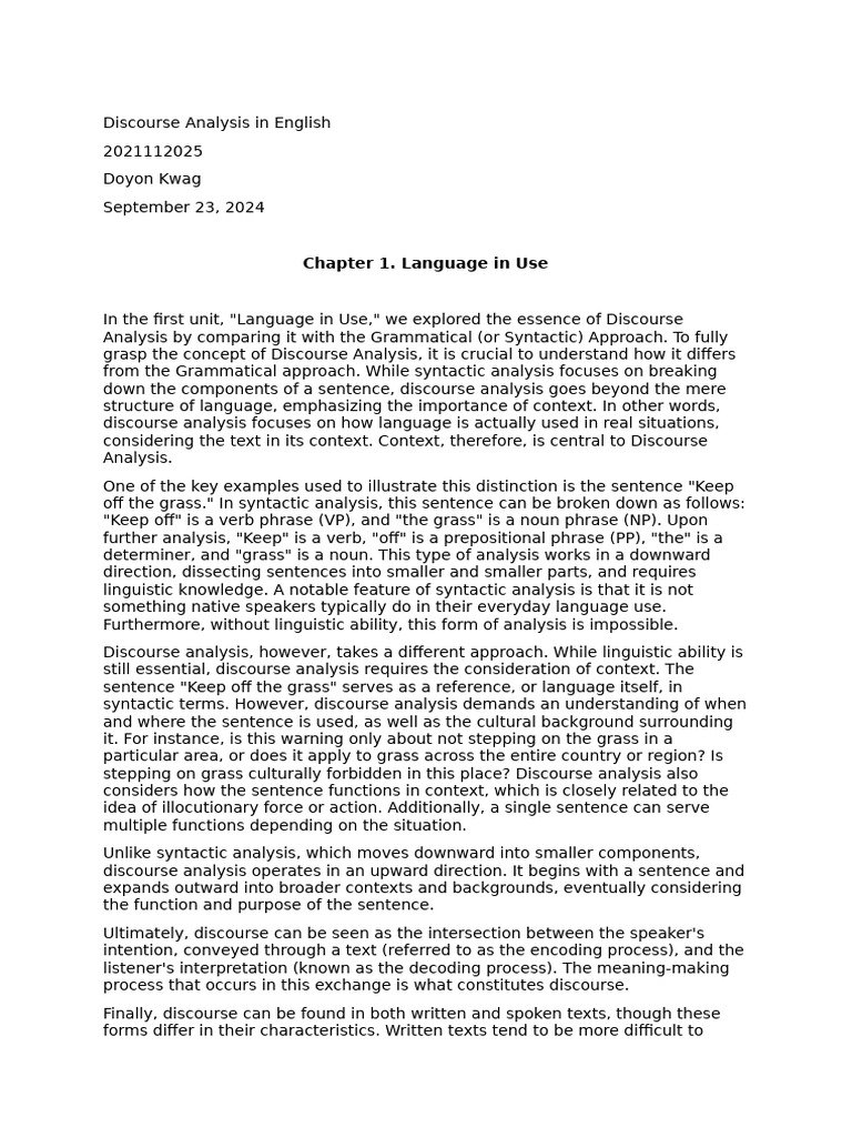 Response Paper (Language in Use) | PDF