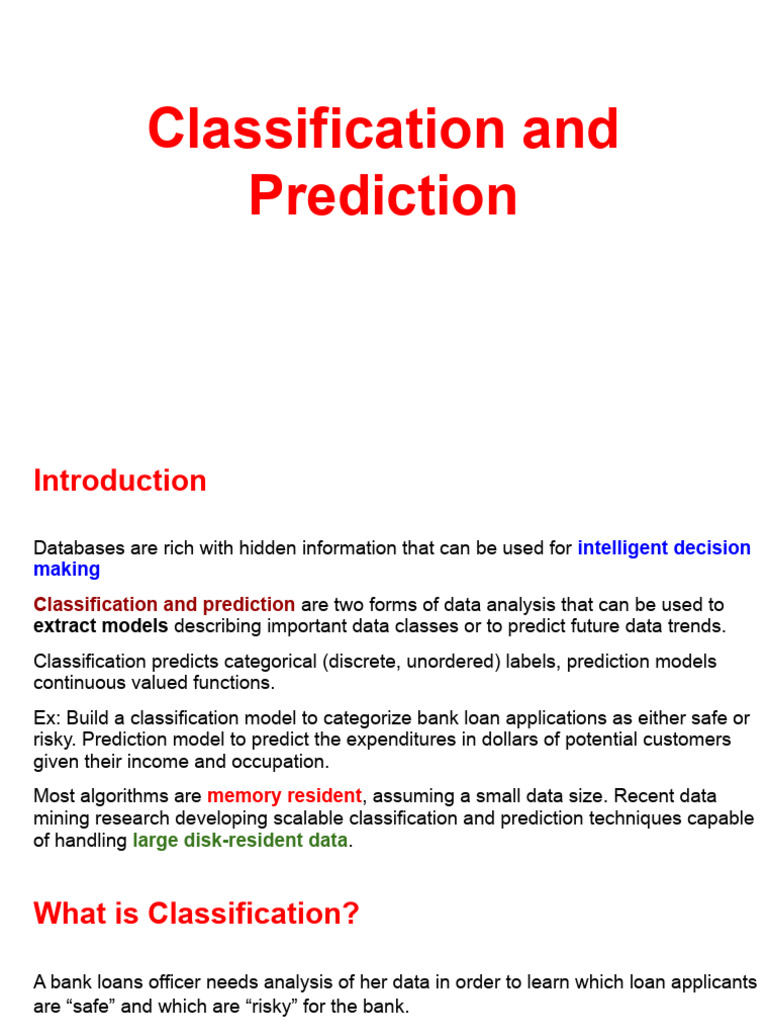 Prediction and Classification | PDF