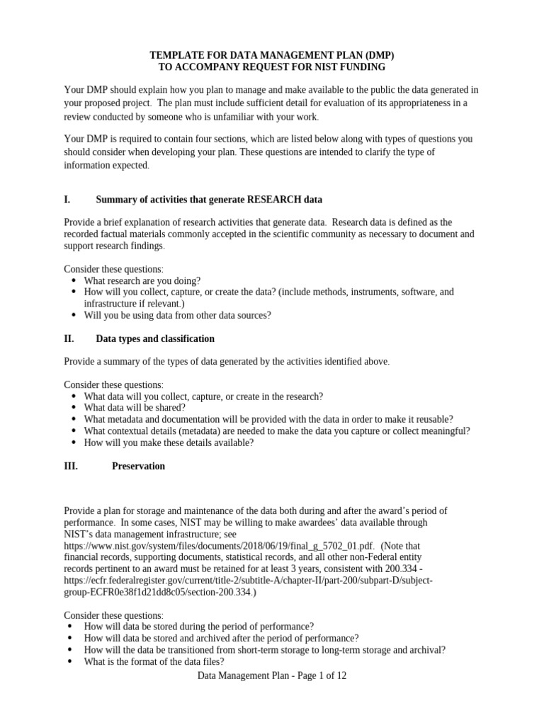 DMP Template and Rubric FY21 | PDF