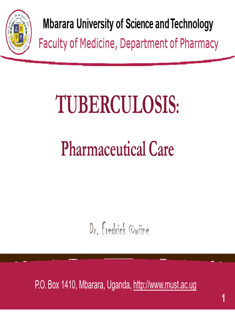 Pharmaceutical Care - TB Lecture | PDF | Tuberculosis | Respiratory ...