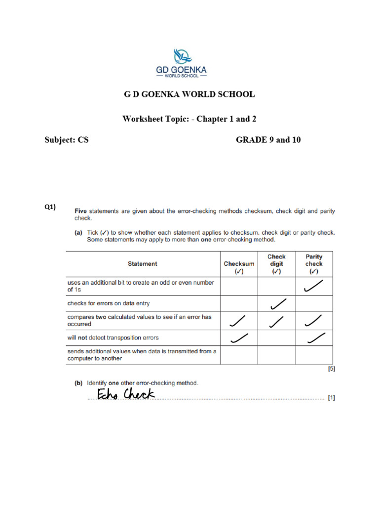 Revision Worksheet Chapter 1 and 2 - Shashwat | PDF