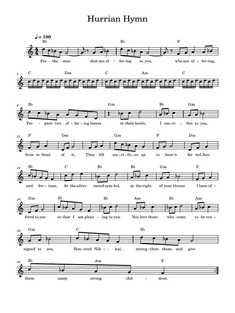 Hurrian Hymn No.6 Interpreted by Richard Dumbrill | PDF