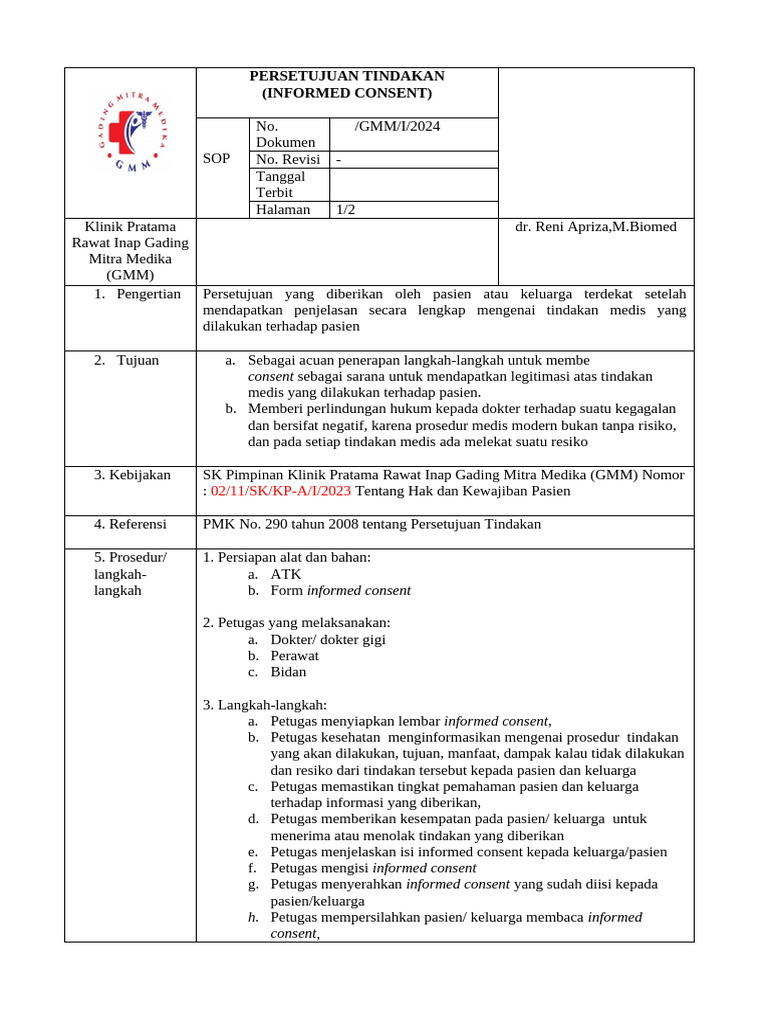 Sop Informed Consent | PDF