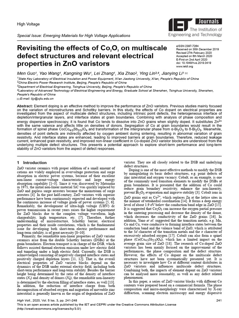 Revisiting The Effects of Co2O3 On Multiscale Defect Structures and ...