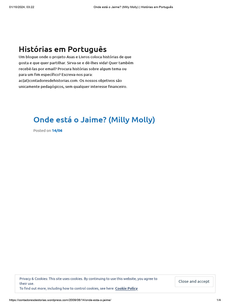 Onde Está o Jaime - (Milly Molly) - Histórias em Português | PDF