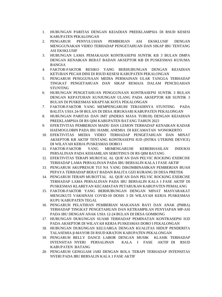 Judul Skripsi Kebidanan Terkini Pdf