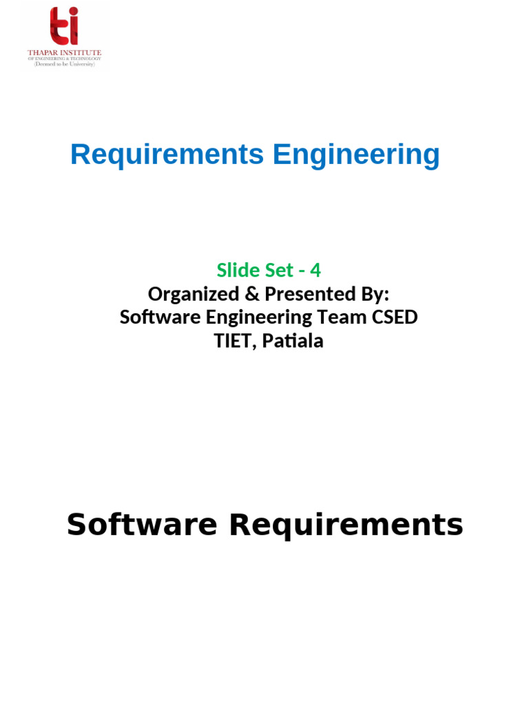 Slide Set 4 - Requirements Engg | PDF | Specification (Technical Standard) | Reliability Engineering
