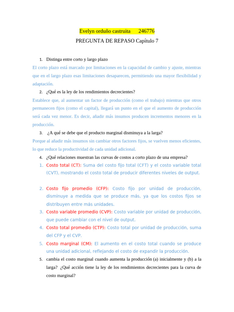 Preguntas de Repaso Capitulo 7 | PDF
