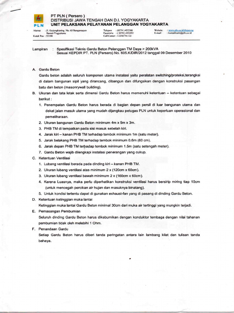 Syarat Kubikel PLN-Tambah Daya PLN | PDF