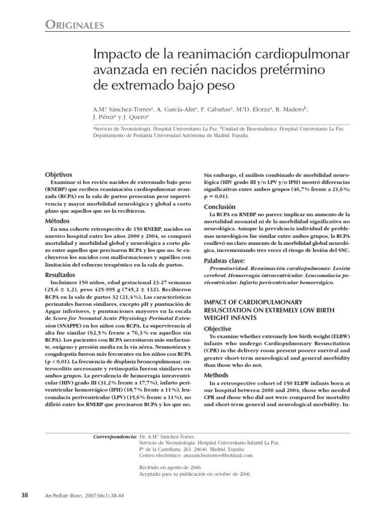 RCP en RN Con Bajo Peso | PDF