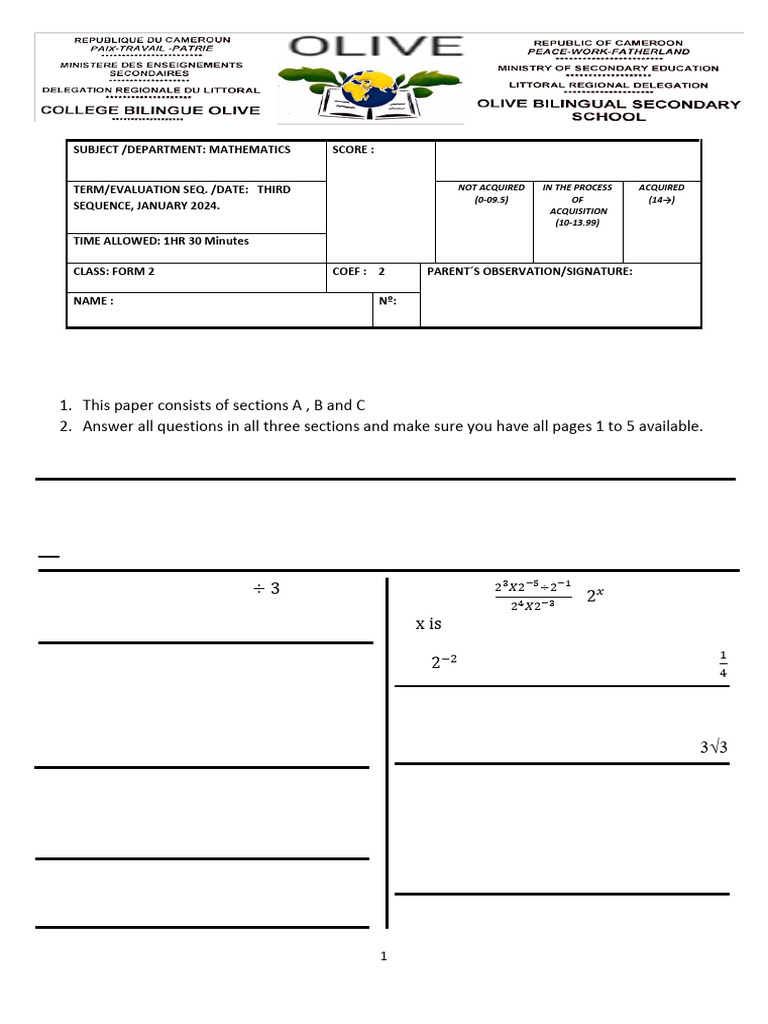 Form 2 Mathematics Now | PDF