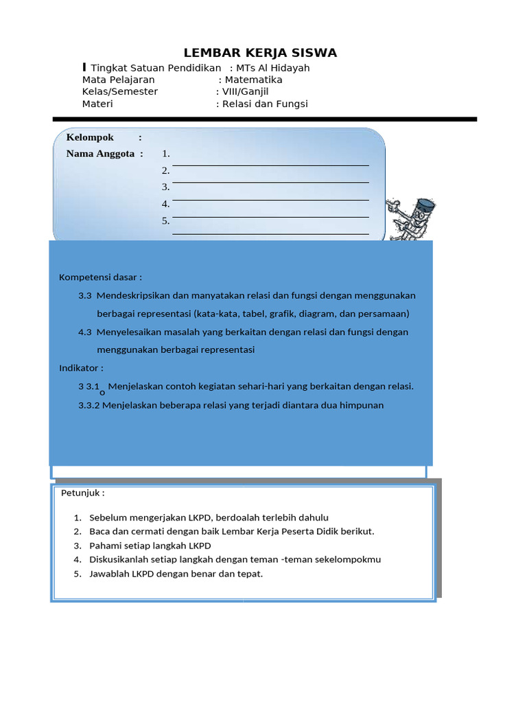 LKD Relasi Dan Fungsi | PDF