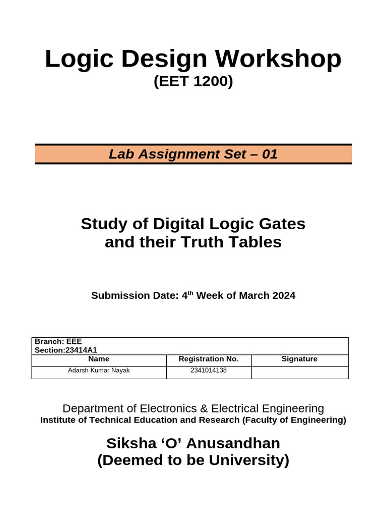 LDW Lab Assignment 01 | PDF | Logic Gate | Logic