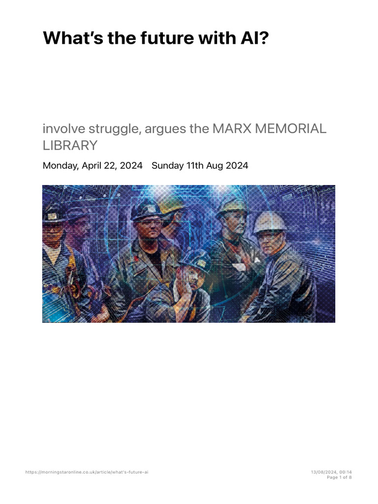 Full Marx What's The Future With AI? - Morning Star | PDF