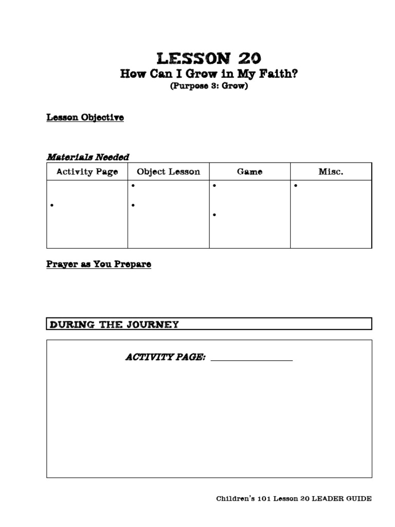 101 LG Lesson 20 | PDF