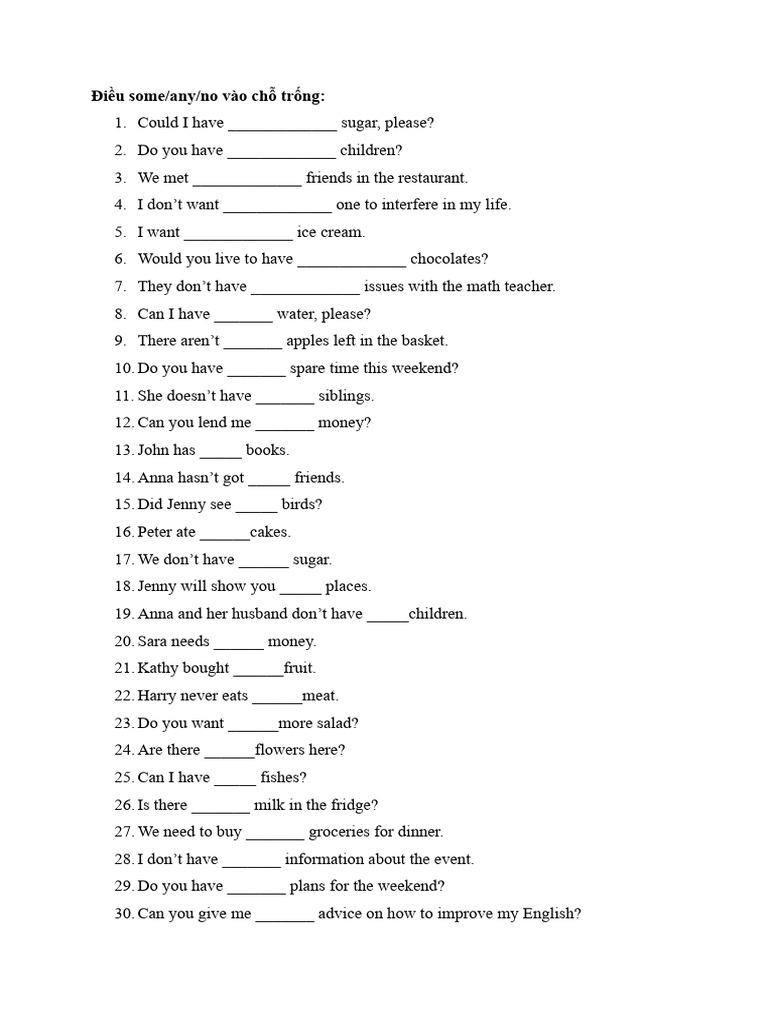 Determiners and Quantifiers Exercises | PDF