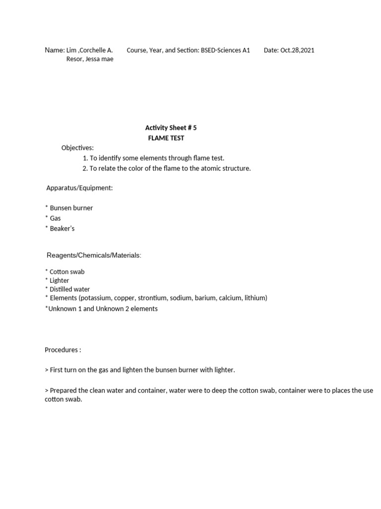 Chem Lab Flame | PDF