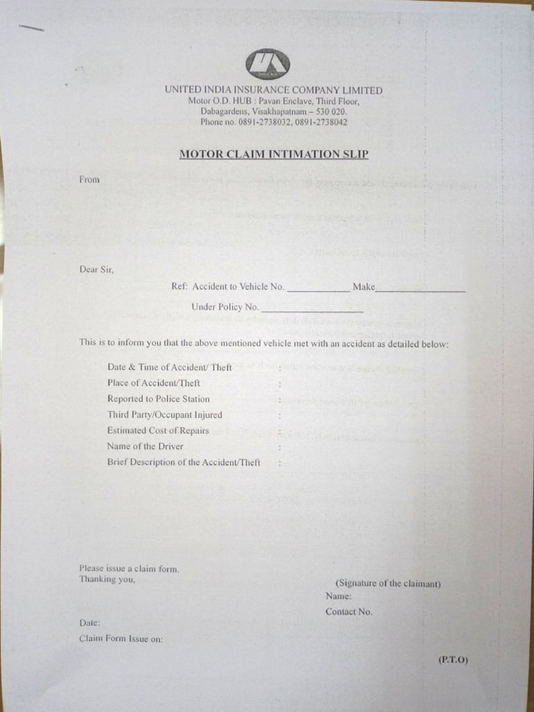 Claim Intimation | PDF